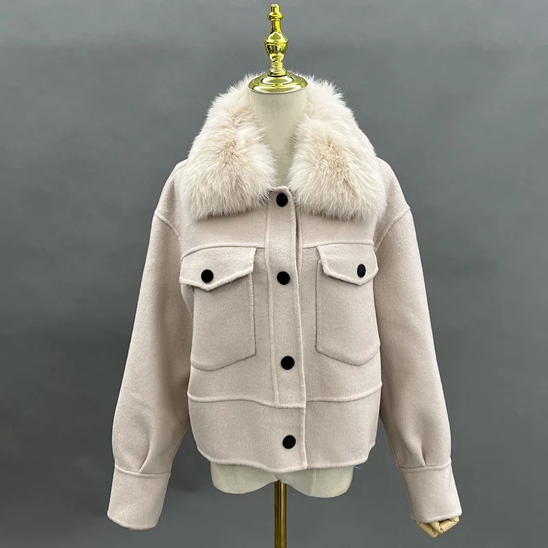 Women-Autumn-Winter-Wool-Jacket-With-Real-Fox-Fur-Collar-Woolen-Coat ...