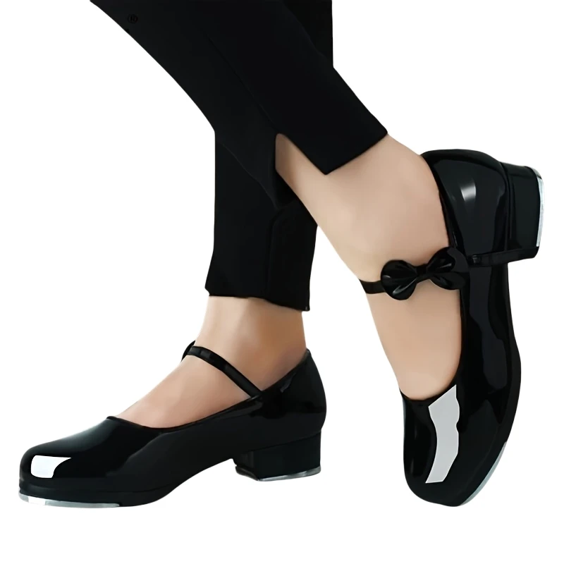 Women-Girls-Tap-Dance-Shoes-Shiny-Patent-PU-Leather-Bow-Tie-Mary-Jane ...