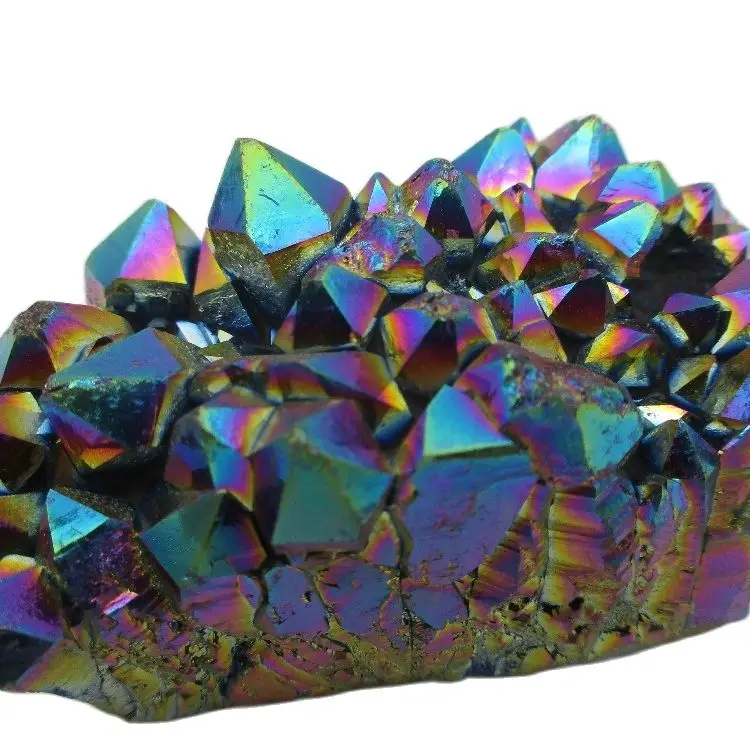 170g Natural Stones Electroplating Chromatic Crystal Clusters White ...