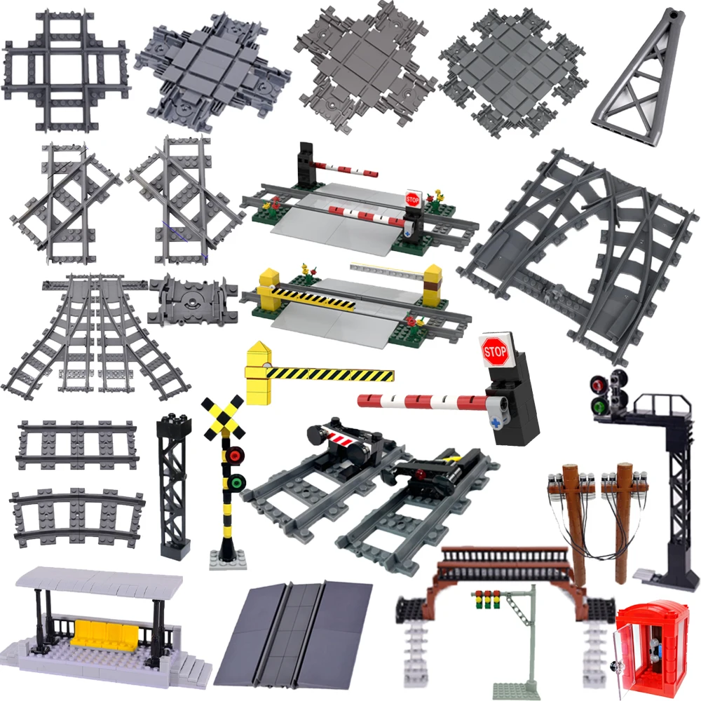 City-Train-Parts-Tracks-Train-Station-Bricks-Railway-Buffer-Stop-Model ...