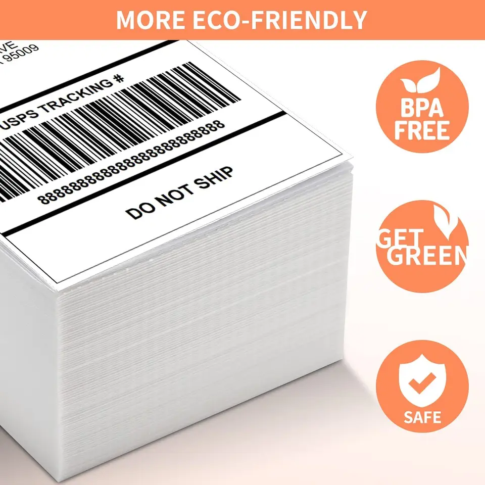 Sticker Paper Fanfold Direct Thermal Labels Zebra Compatible Perforated ...