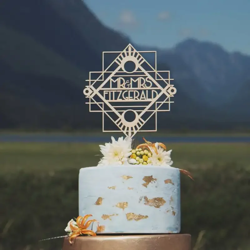 Vintage And Retro Wedding Themed Decor, Art Deco Custom Cake Topper ...