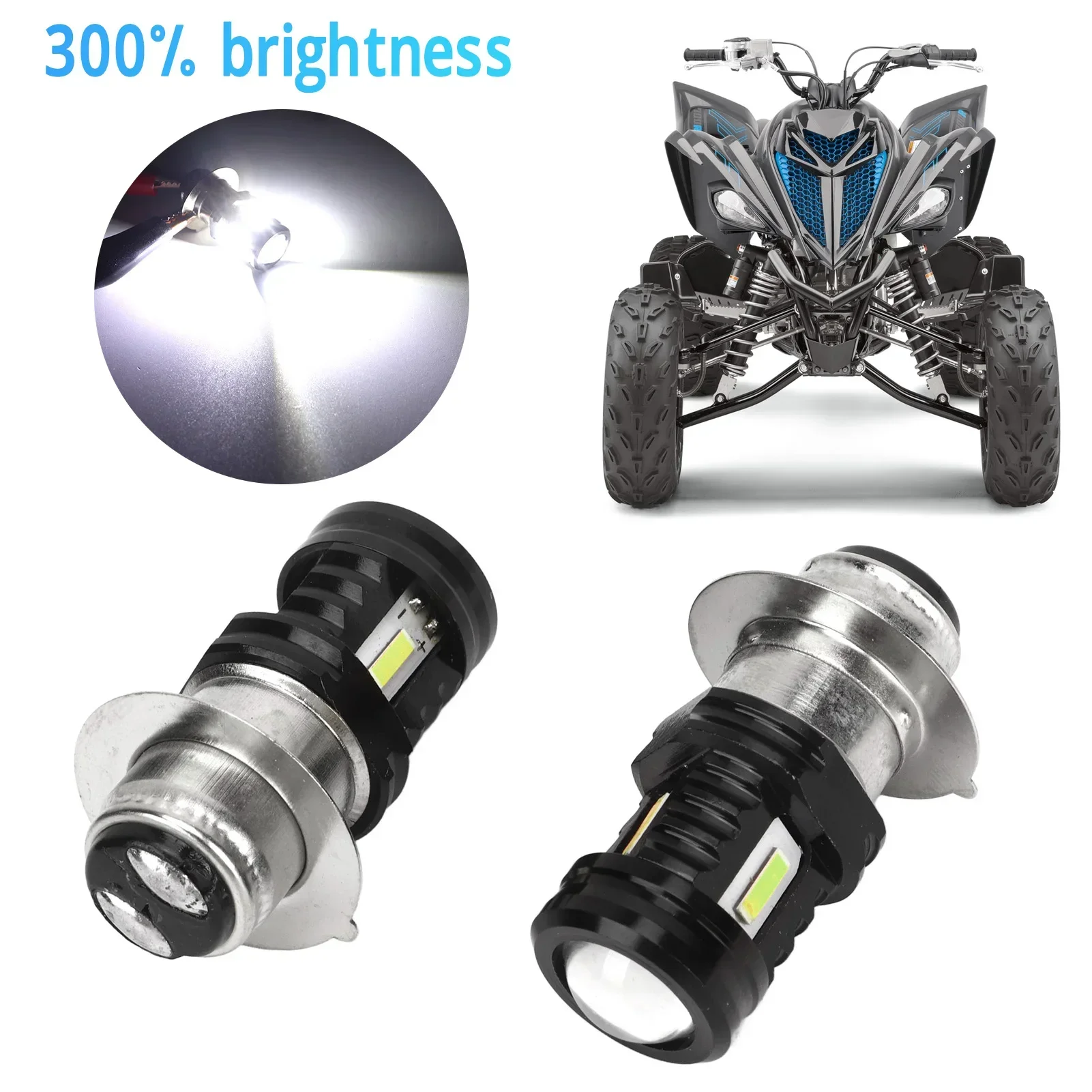 2Pcs Motorcycle ATV LED Headlight Bulb H6/P15D 120W High And Low Beam ...