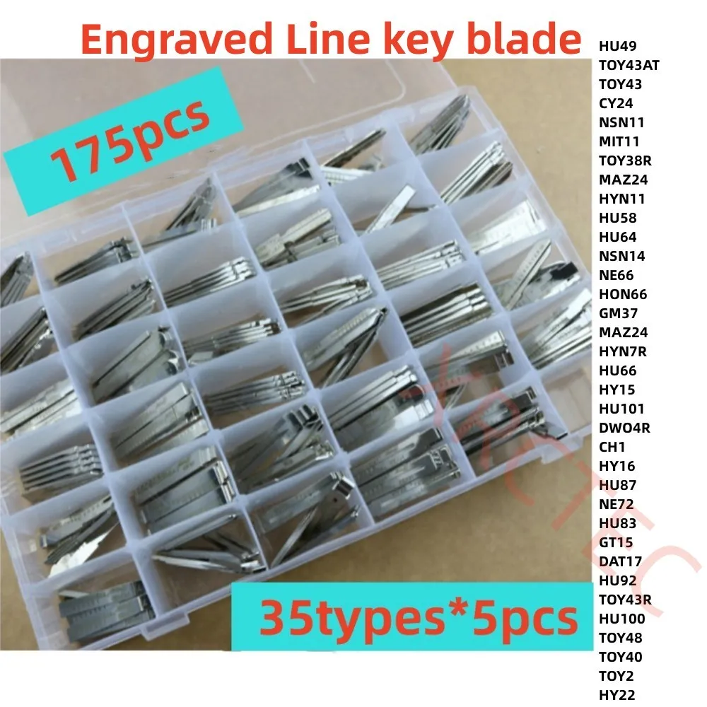 175PCS Lishi Engraved Line Key Scale Shearing Teeth Blank Car Key Blade ...