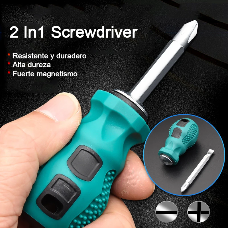 Dual purpose Slotted Cross Stubby 2 In1 Screwdriver Magnetic ...