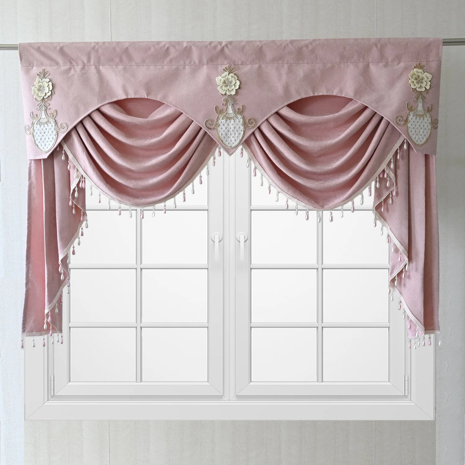 Pink Curtain Head European Princess Style Waterfall Valance Luxury ...