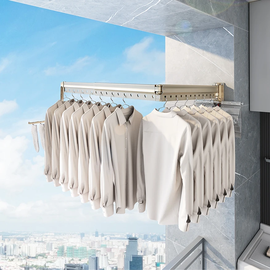 Luxury-Aluminum-Extended-Grey-Laundry-Hanger-Folding-Wall-Mounted ...