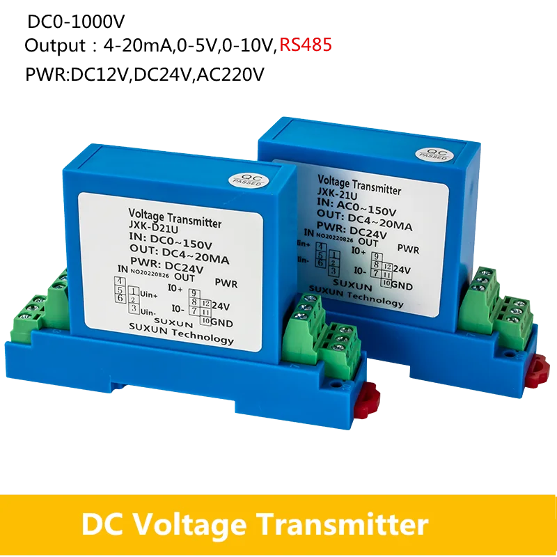 DC 전압 변환기, rs485 컨버터, DC 0-10V, 50V, 100V, 300V, 500V, 1000V 입력, DC12V, 24V 전원 아날로그 신호, 4-20mA