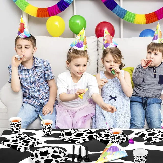 Cow Print Table Cloth Cow Print Party Supplies Set - 81 Piece Farm ...