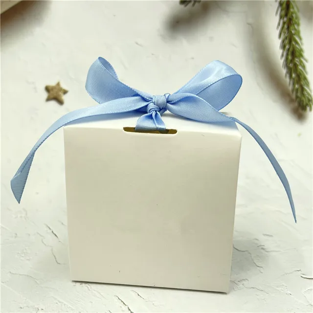 White Paper Cardboard Box Custom Logo Gift Packaging Box With Ribbon ...