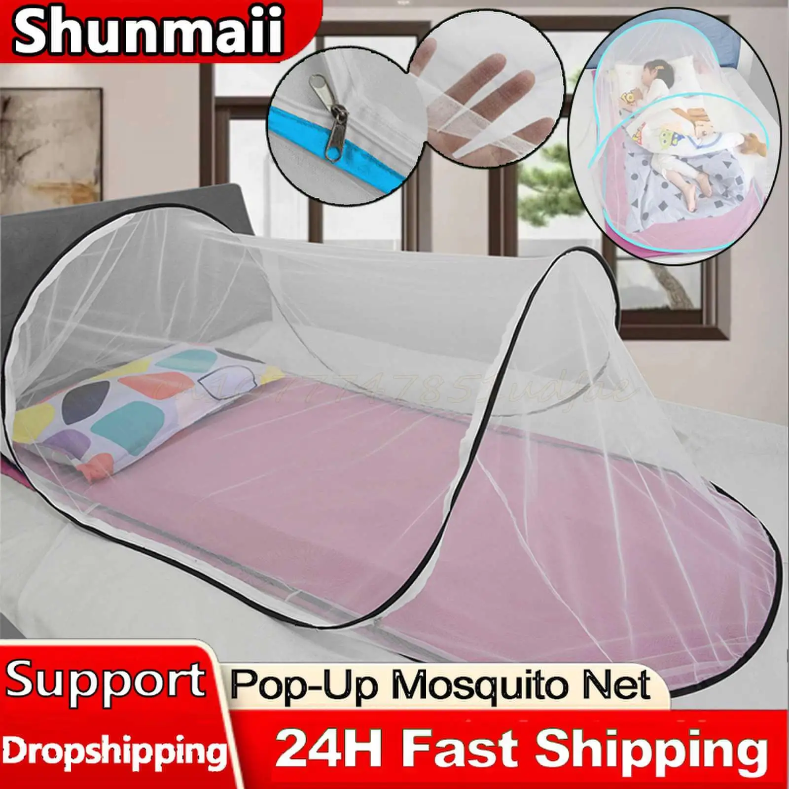 Outdoor-Camping-Mosquito-Net-with-Zipper-Folding-Mosquito-Netting ...