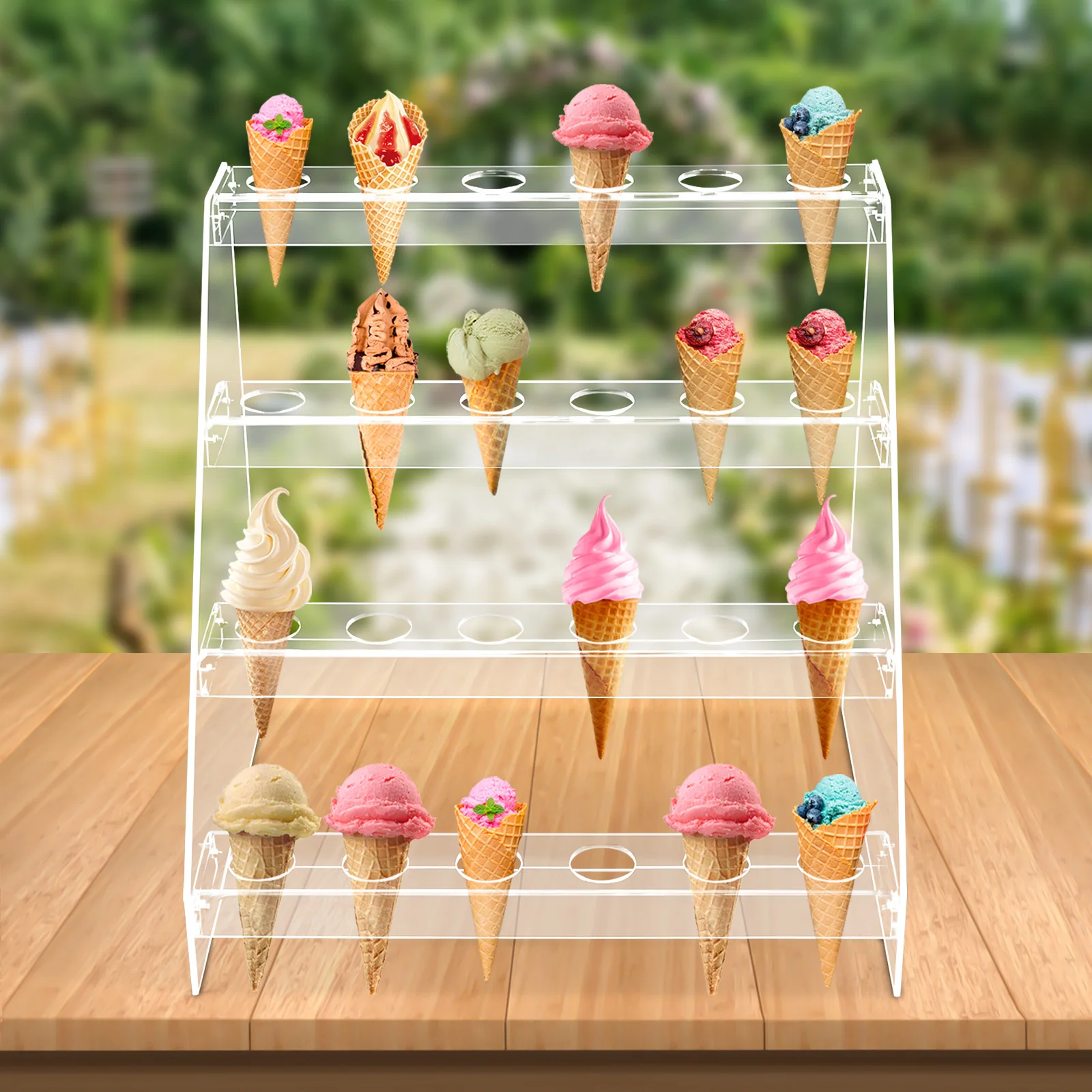 24-Hole-Ice-Cream-Cones-Holder-Stand-4-Layer-Clear-Acrylic-Cones ...