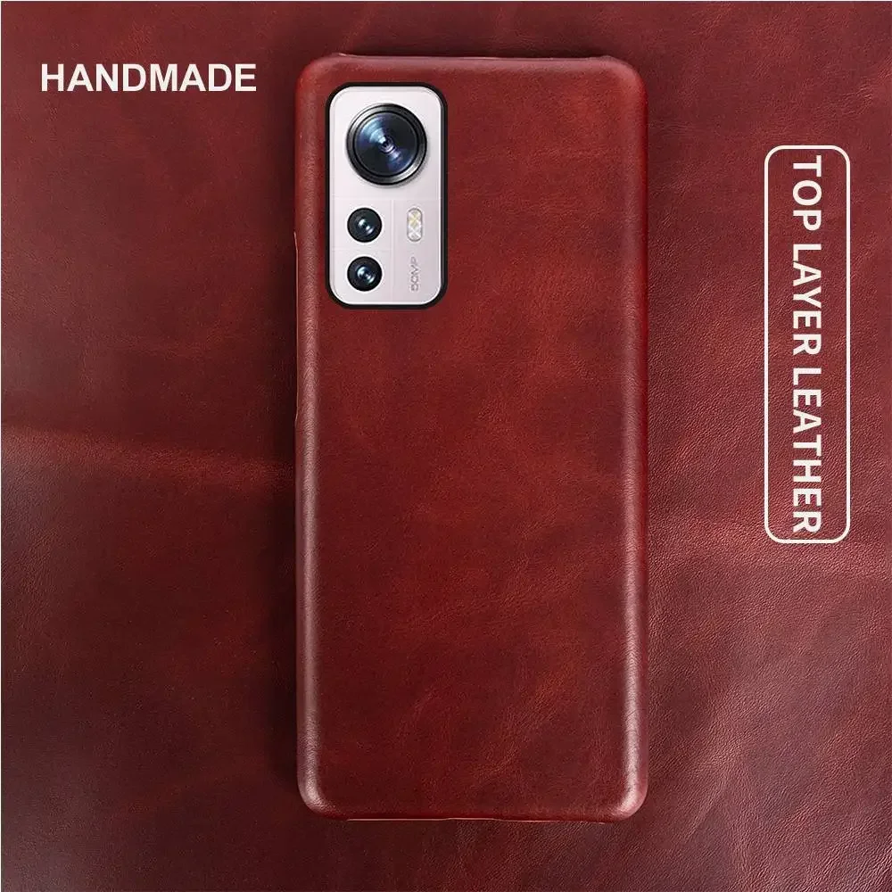 For Xiaomi 12t Pro Cases Oil Wax Pattern Genuine Leather Case Mi 14Pro ...