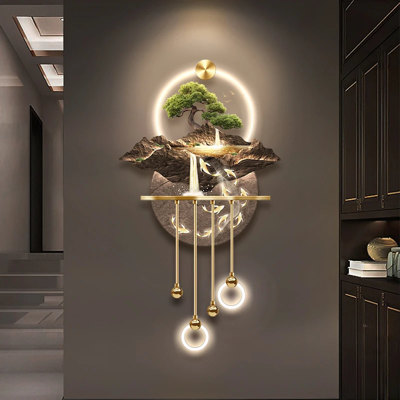 LED Luminescent Mural Luxury Home Metal Lamp with Acrylic Painting and ...