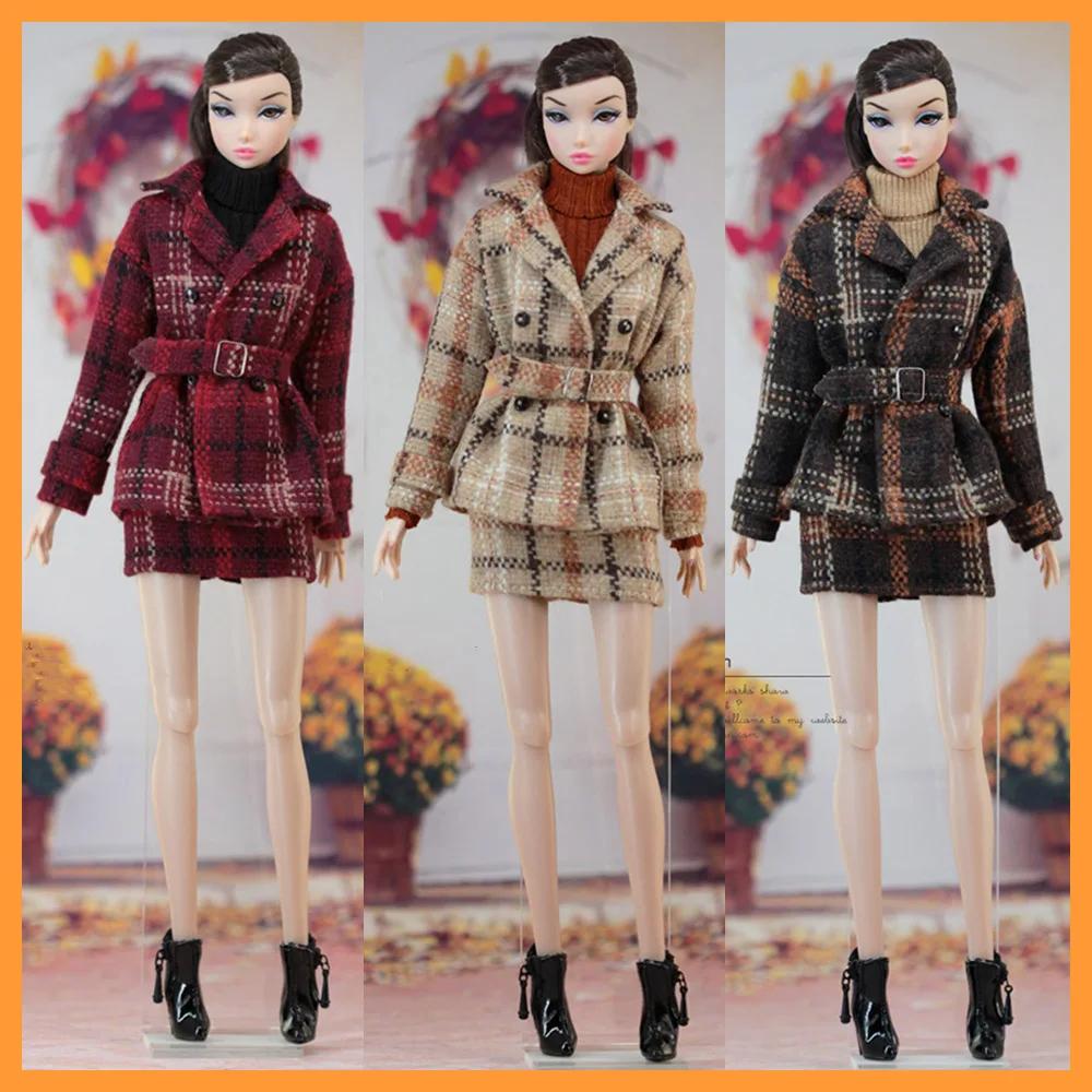 Customized-1-6-Scale-Office-Lady-Short-Style-Plaid-Woolen-Jacket-Mini ...