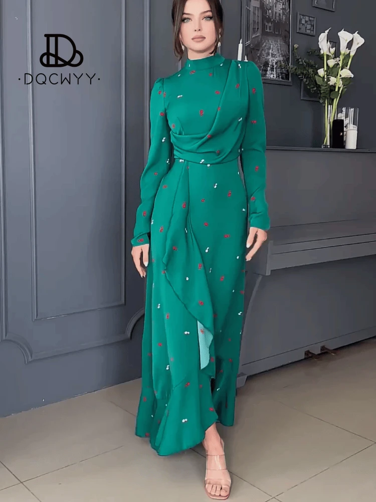 Bayan-elbiseler-2024-yeni-moda-zarif-miza-uzun-kollu-fit-ruffled-kenar ...