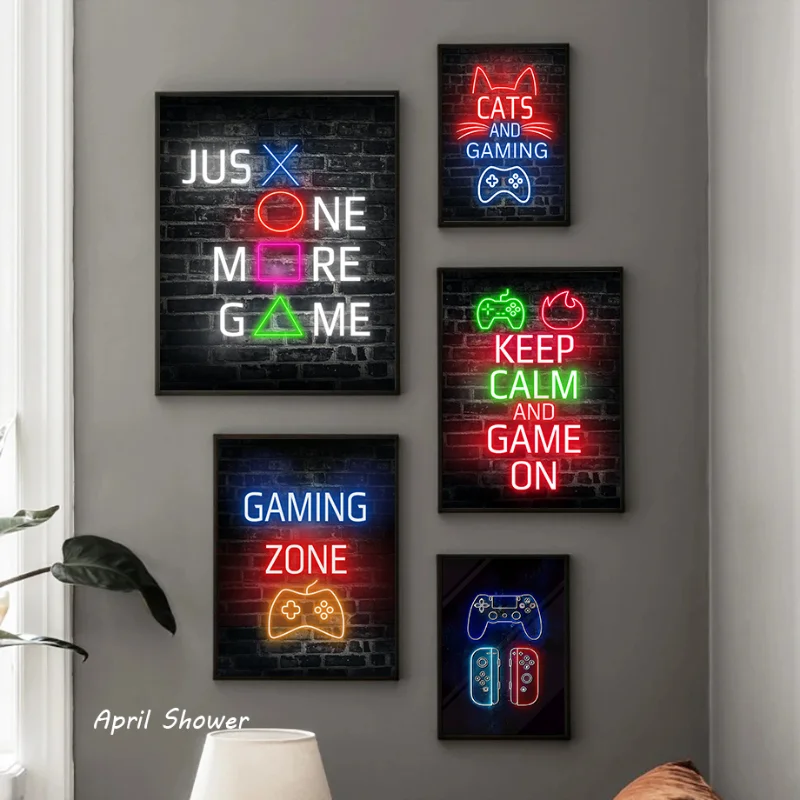 Vintage-SynthWave-Nordic-Neon-Gaming-Gamer-Quotes-Posters-Canvas ...