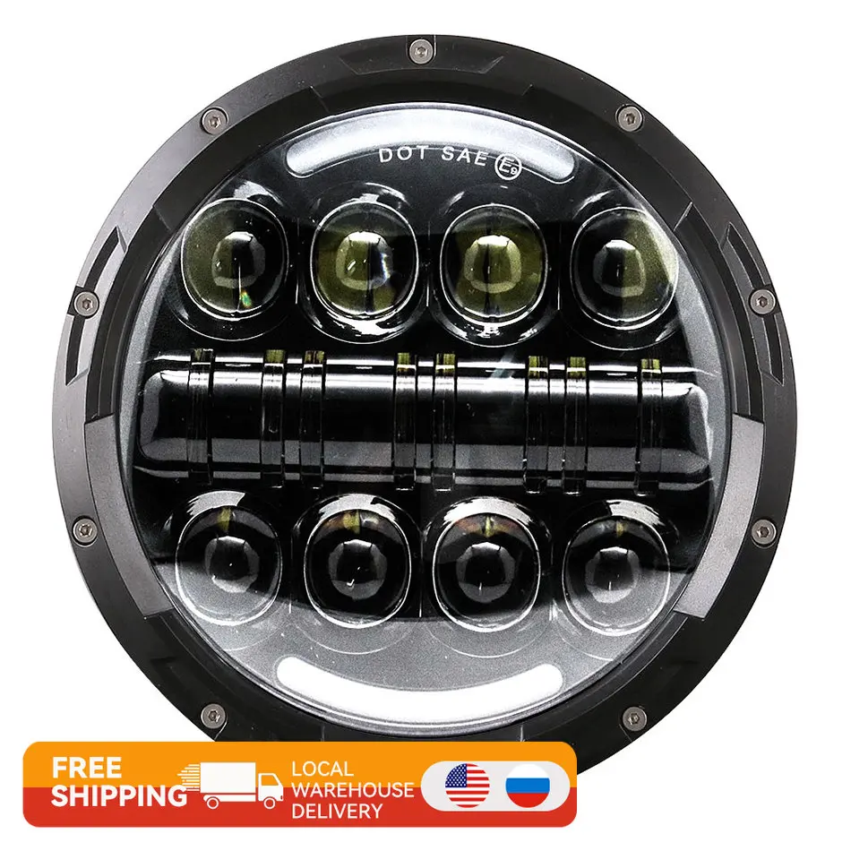 DOT Approved 7" LED Motorcycle Headlight, 7 Inch LED Projector ...