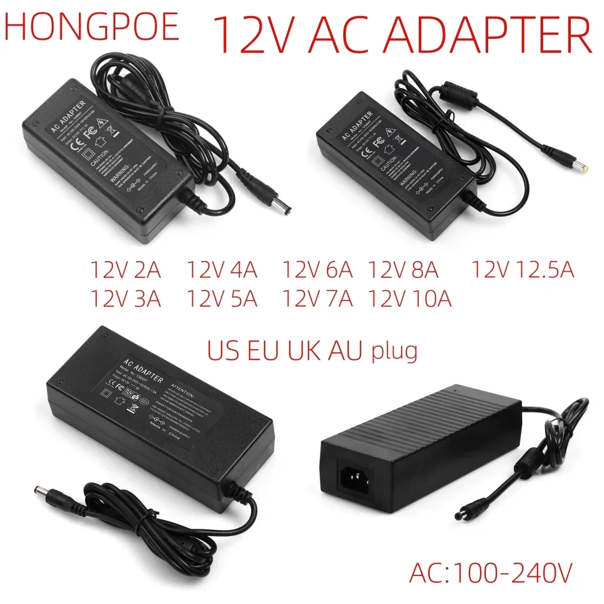 Universal DC 12V Power Adapter and Charger Converter for LED Lighting ...