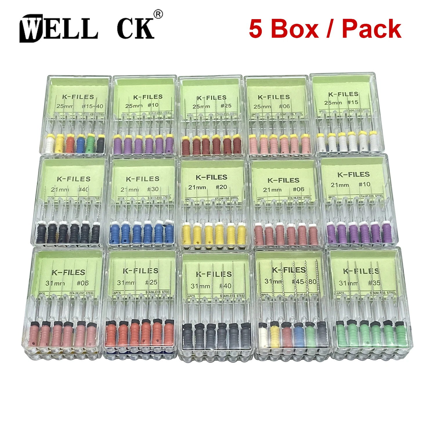 5Box/Lot Dental Tools Root Cannal Endo K File 21mm 25mm31mm Stainless ...