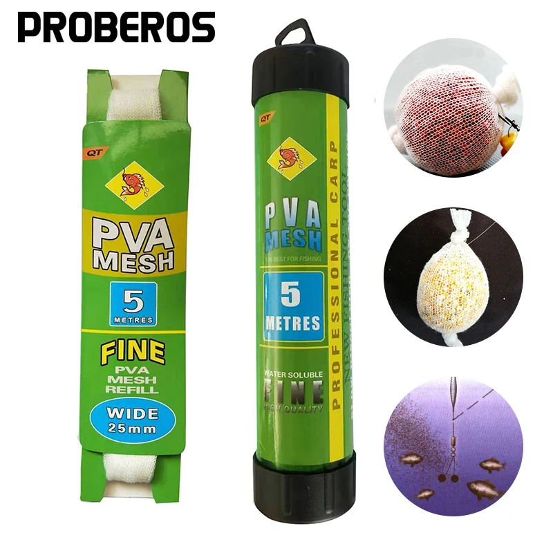 PVA Mesh Water Soluble Refill Rig Baits Wrap Bag Fishing Mesh Net ...