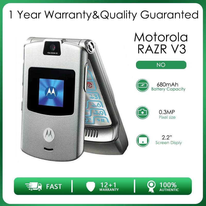 Original Motorola RAZR V3 Classic Unlocked Refurbished Mobile Phone GSM ...