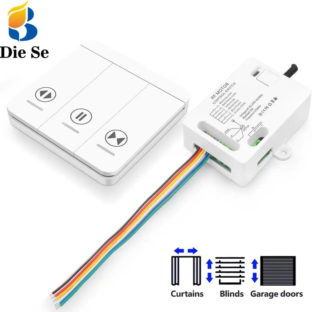 Wireless-Switch-AC-110V-220V-Roller-Shutter-Motor-Receiver-Connectable ...