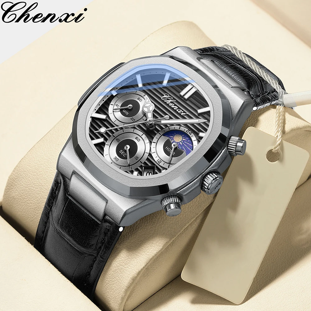 CHENXI-Watch-Men-High-end-Leather-Strap-Chronograph-Quartz-Clock ...