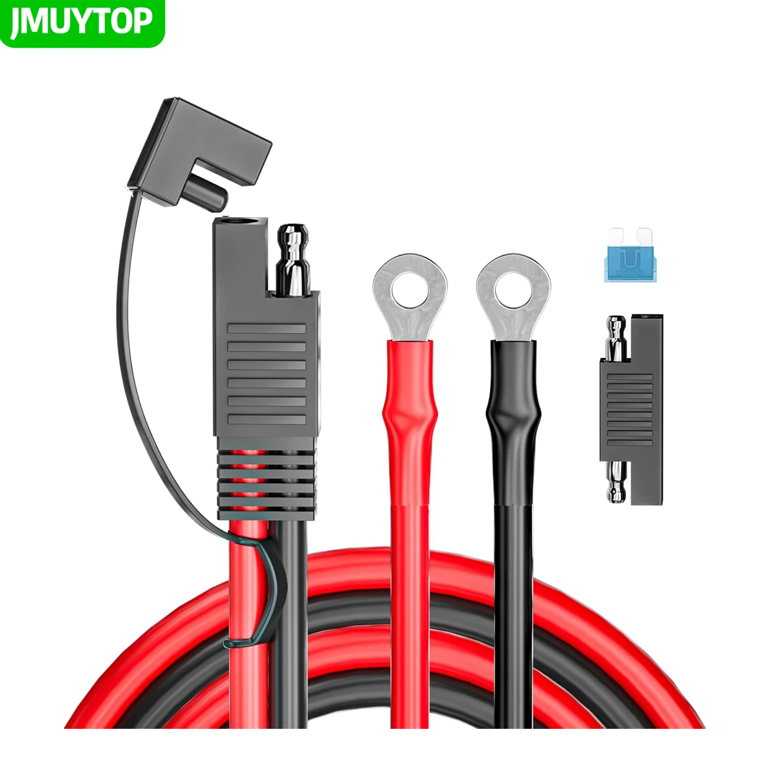 10AWG 1M SAE to O Ring Terminal Cable with 15A Protection Fuse 2-Pin ...