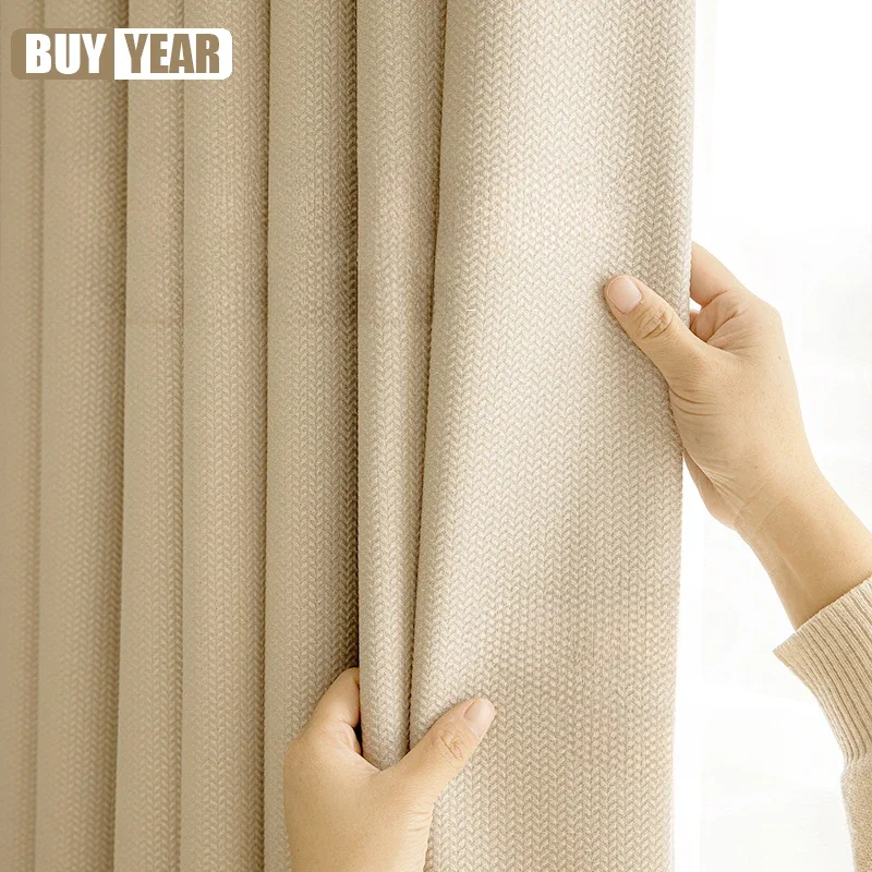 Cortina-de-algod-n-y-lino-con-textura-crema-cortinas-francesas-opacas ...
