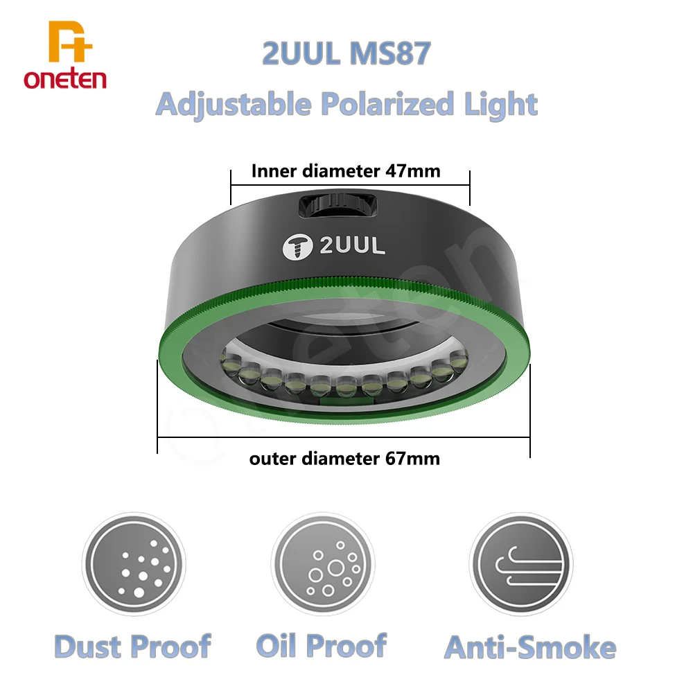 2UUL MS97 Microscope Ring Light Polarized 32 LED Ring Lamp Adjustable ...