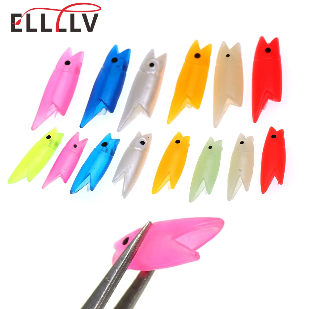 Elllv 50pcs 2cm 3cm Soft Silicone Fish Head DIY Sabiki Rig Material ...