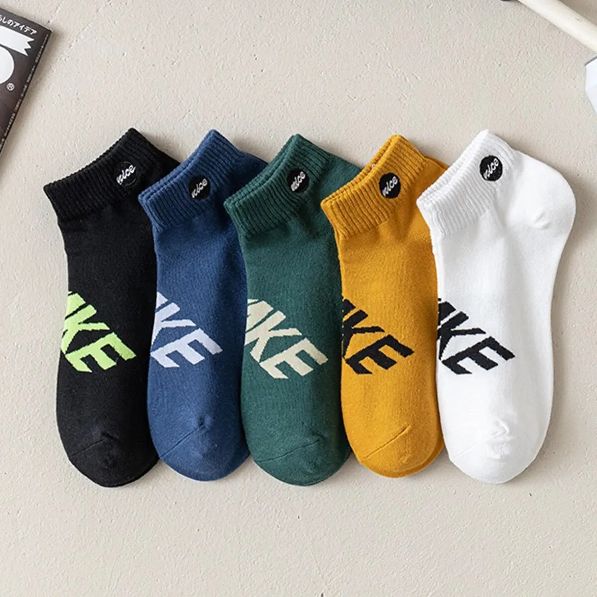 5-Pairs-Set-Letter-Printed-Men-Sock-Low-Cut-Ankle-Socks-for-Spring-and ...