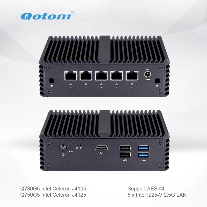Qotom Mini Pc Q700g5 Celeron Quad Core 5x I225-v 2.5g Lan Ports Aes-ni ...