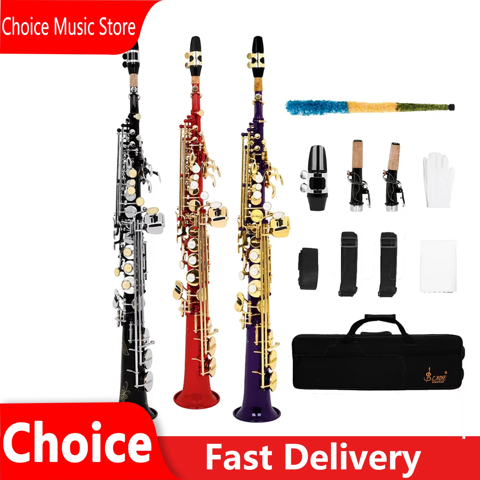 SLADE Soprano Saxophone EB Brass Hand-carved Saxophone Straight ...