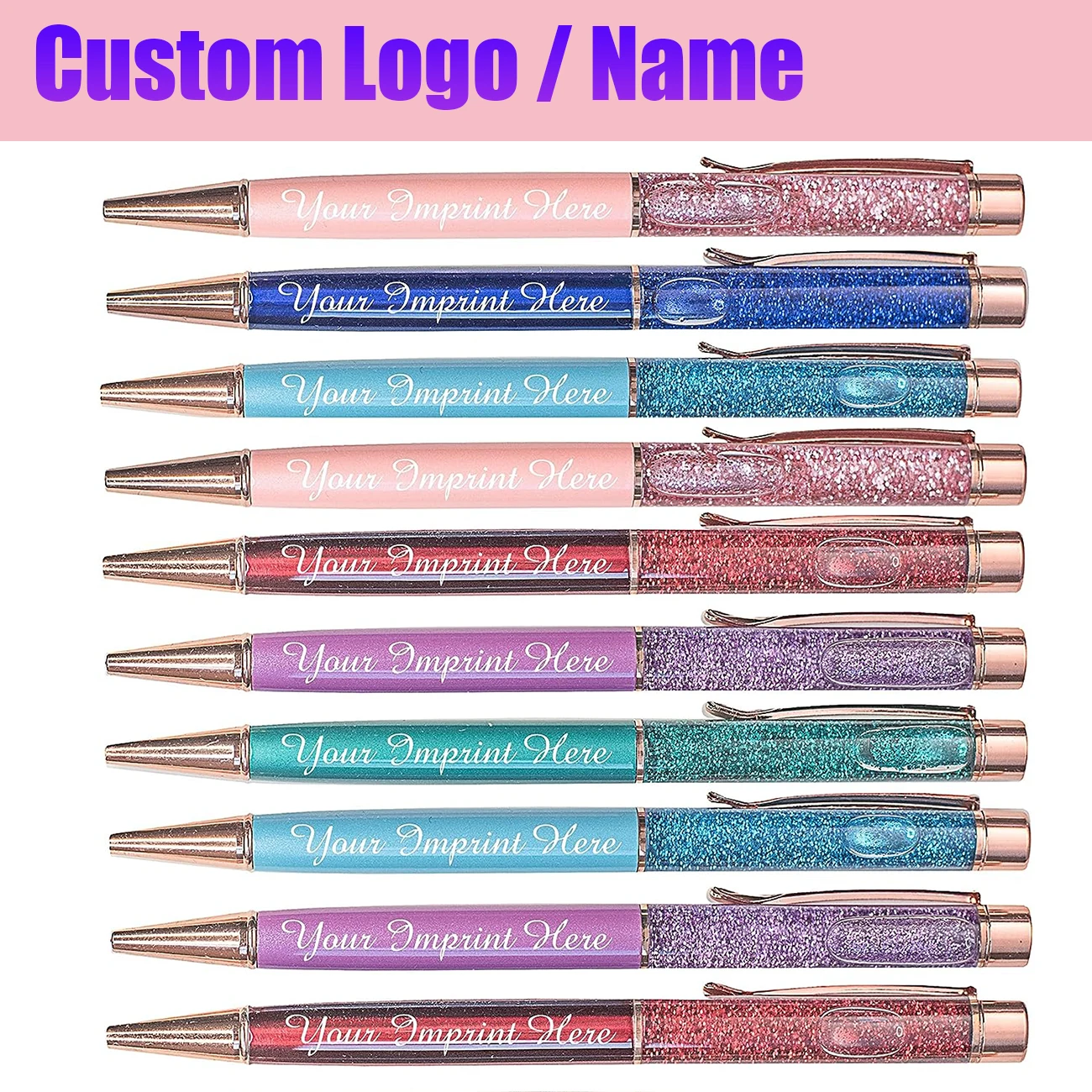 10-100 Pcs Custom LOGO Gold Foil Pens Engraved Name Private Metal ...