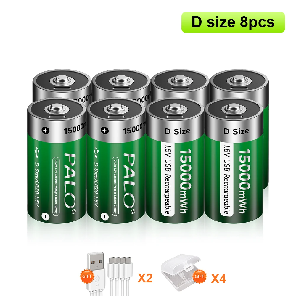 PALO-USB-Size-D-Battery-15000mWh-1-5V-Type-C-Rechargeable-Batteries-D ...