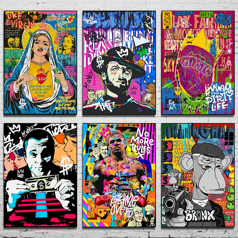 Colorful-Pop-Wall-Painting-Canvas-Poster-Funny-Meme-Wall-Art-Pictures ...