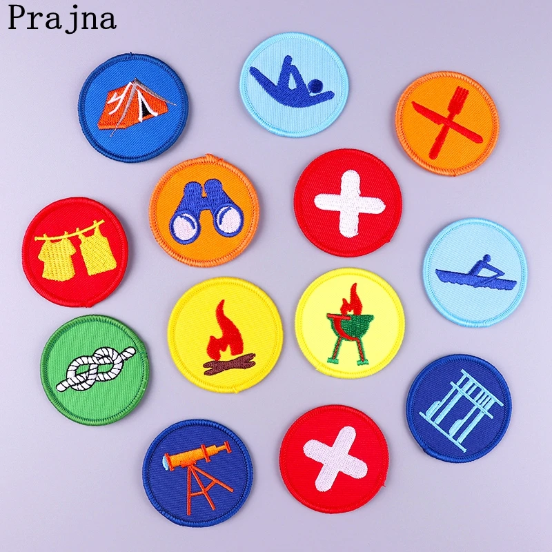 10PCS-Cartoon-Round-Boy-Scout-Uniform-Patch-Badges-Sew-On-Embroidered ...
