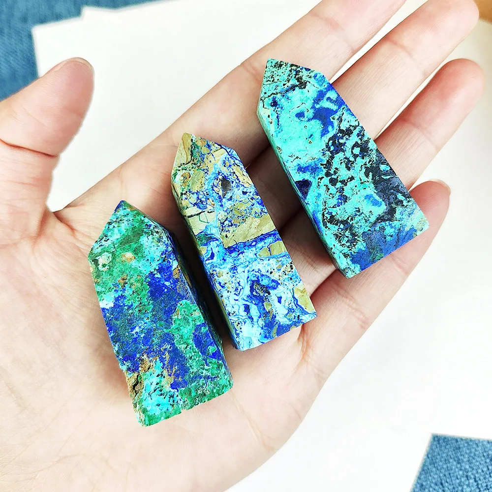 1Pc-Rare-Natural-Azurite-Tower-Blue-Malachite-Point-Obelisk-Crystal ...