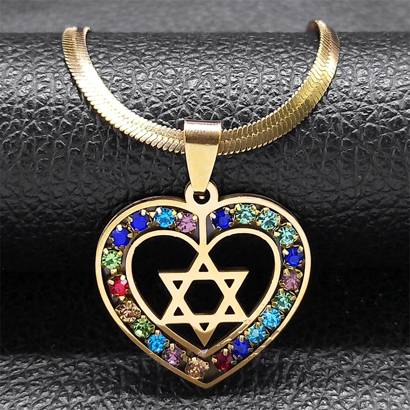Heart-Hexagram-Jewish-Necklace-for-Women-Men-Stainless-Steel-Gold-Color ...