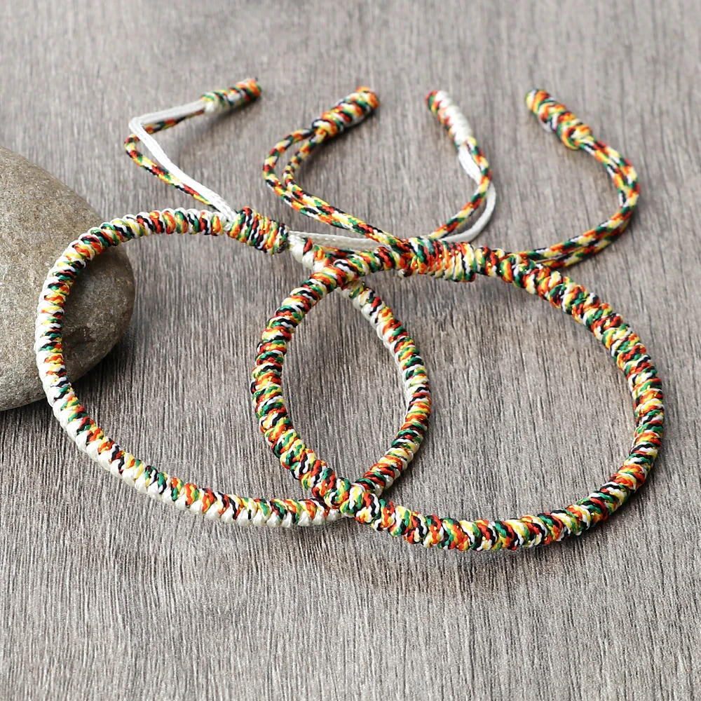 Tibetan Culture Buddhism Braid Bracelets Bangles Hand Woven Protection ...