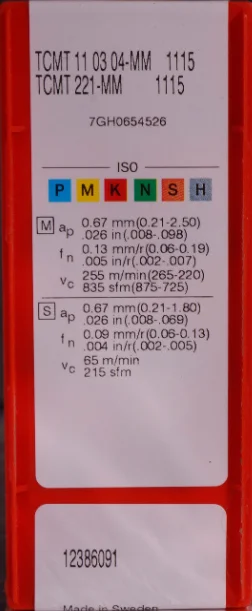 ORIGINAL 10PCS CARBIDE INSERT TCMT110304-MM 1115