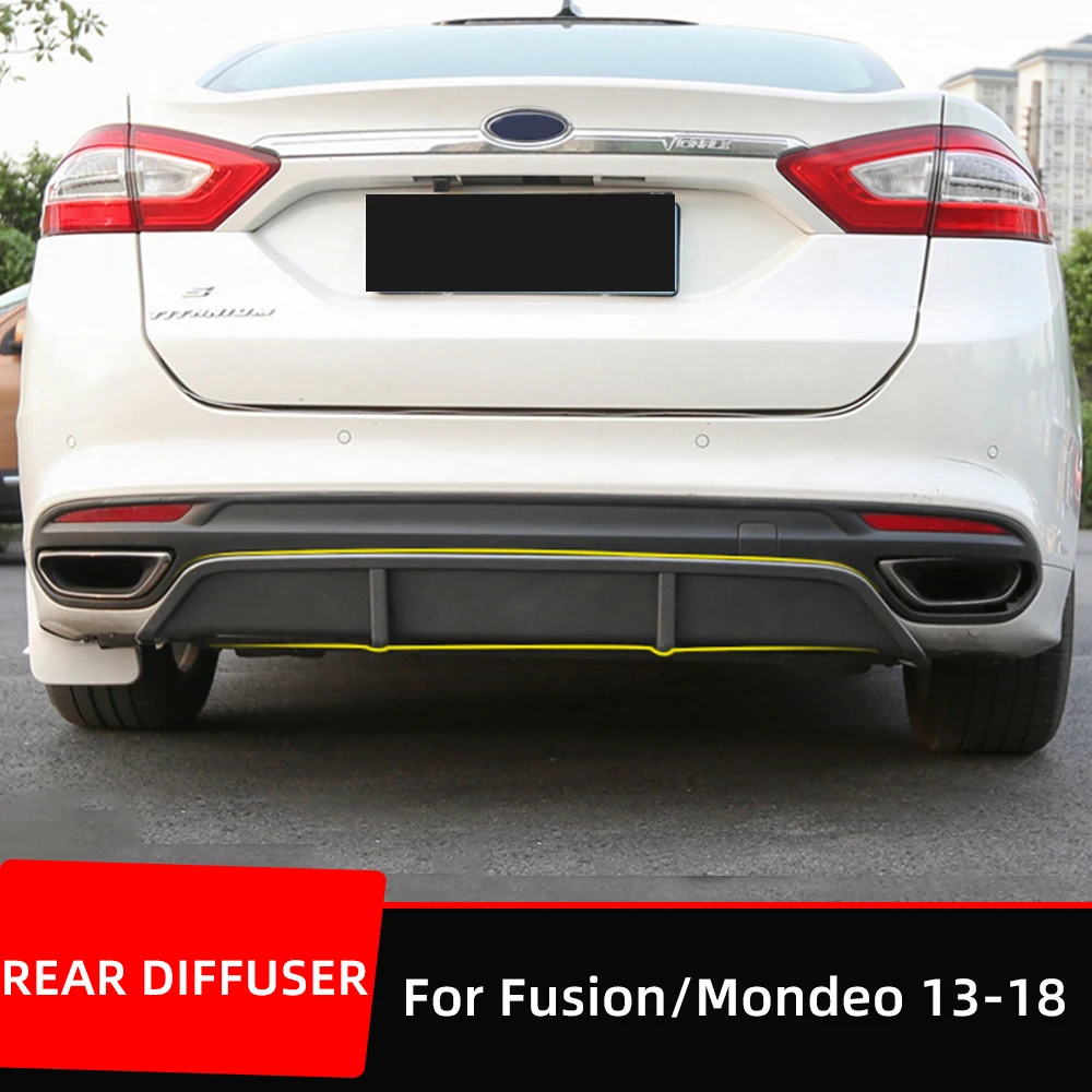 Rear-Bumper-Lip-Diffuser-Splitter-For-Ford-Mondeo-Fusion-2013-14-15-16 ...