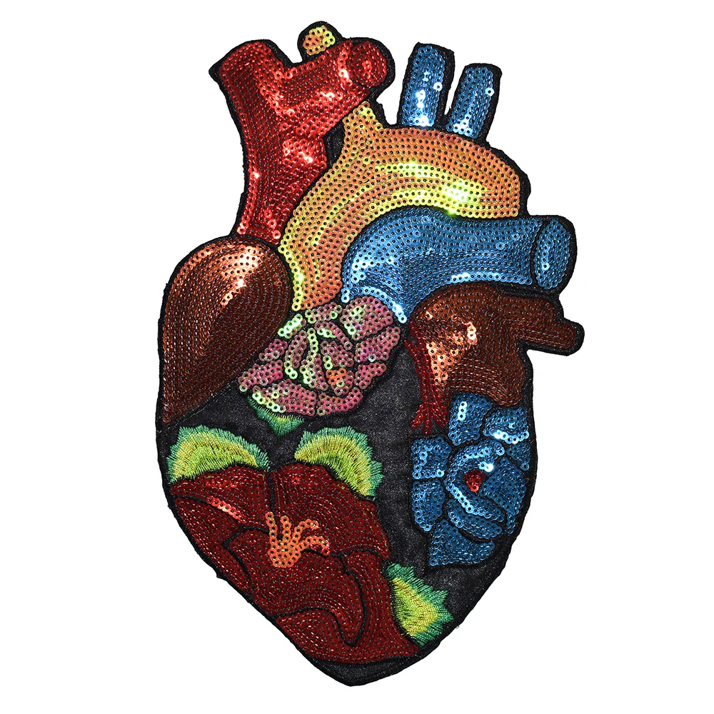 Heart Embroidery Patch For Clothing Iron on Patches Stripe Punk Patch ...