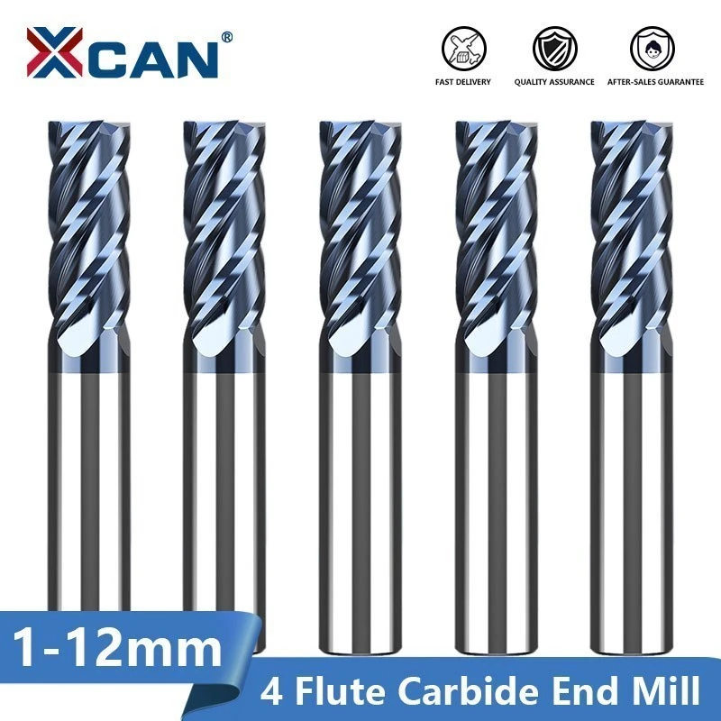 Xcan Milling Cutter 4 Flute Router Bit 1-12mm Carbide End Mill Hrc 55 ...