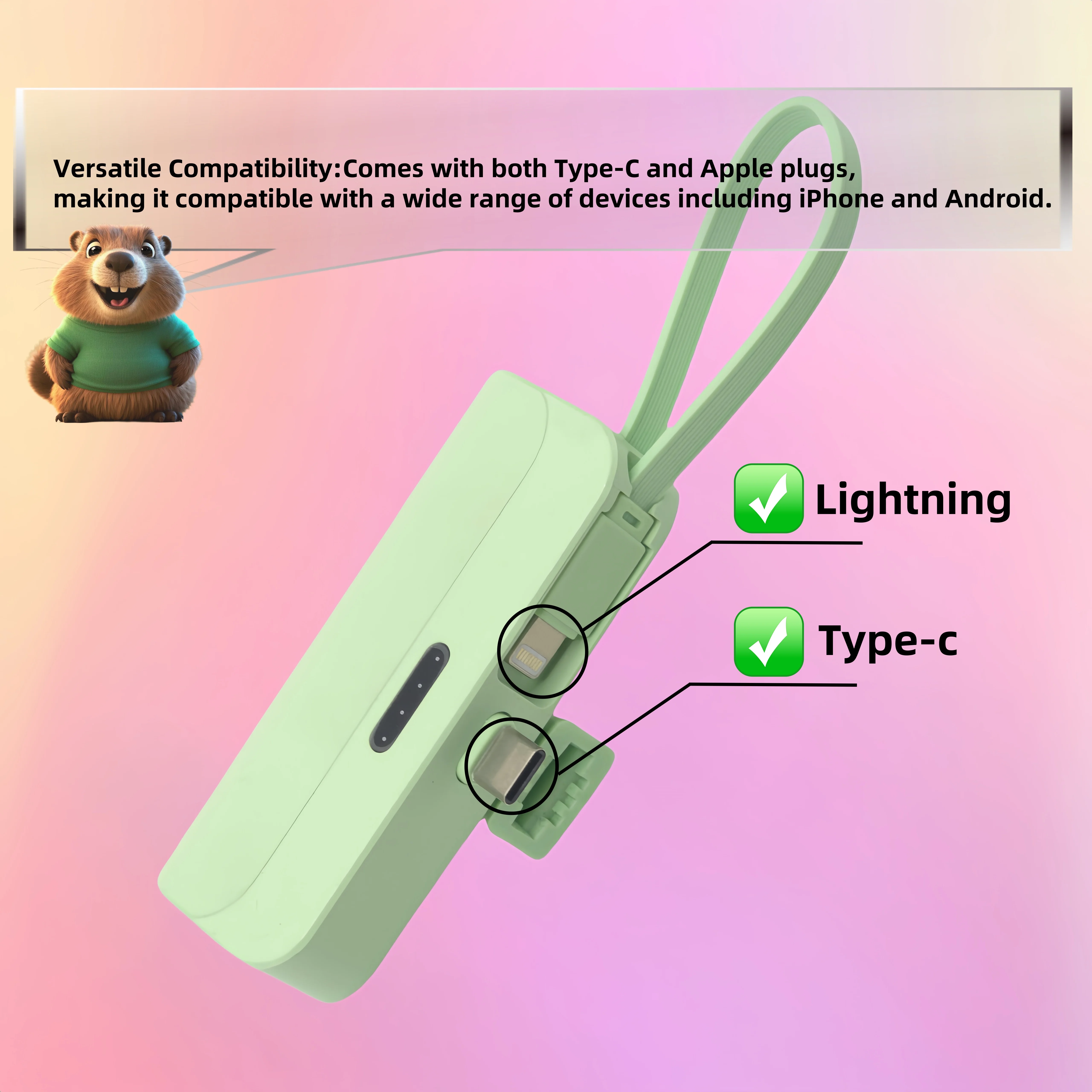 Mini Capsule Power Bank 5000mAh | Pocket-Size Portable Charger | Multi ...