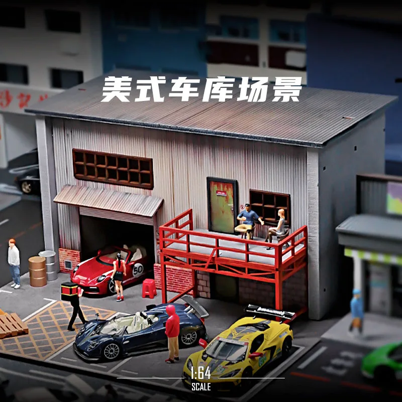 1-64-Miniature-Building-Street-Scene-Model-With-lights-Garage-Scene ...
