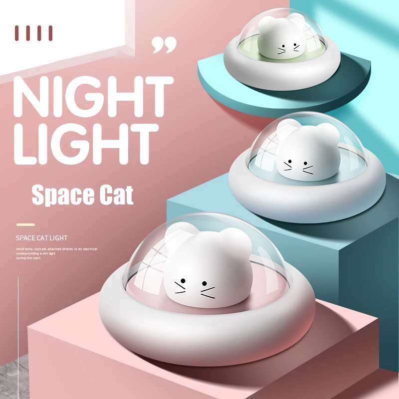 Mini Night Light Kawaii Lamp Popular Cute Cat Bedroom Bedside LED ...