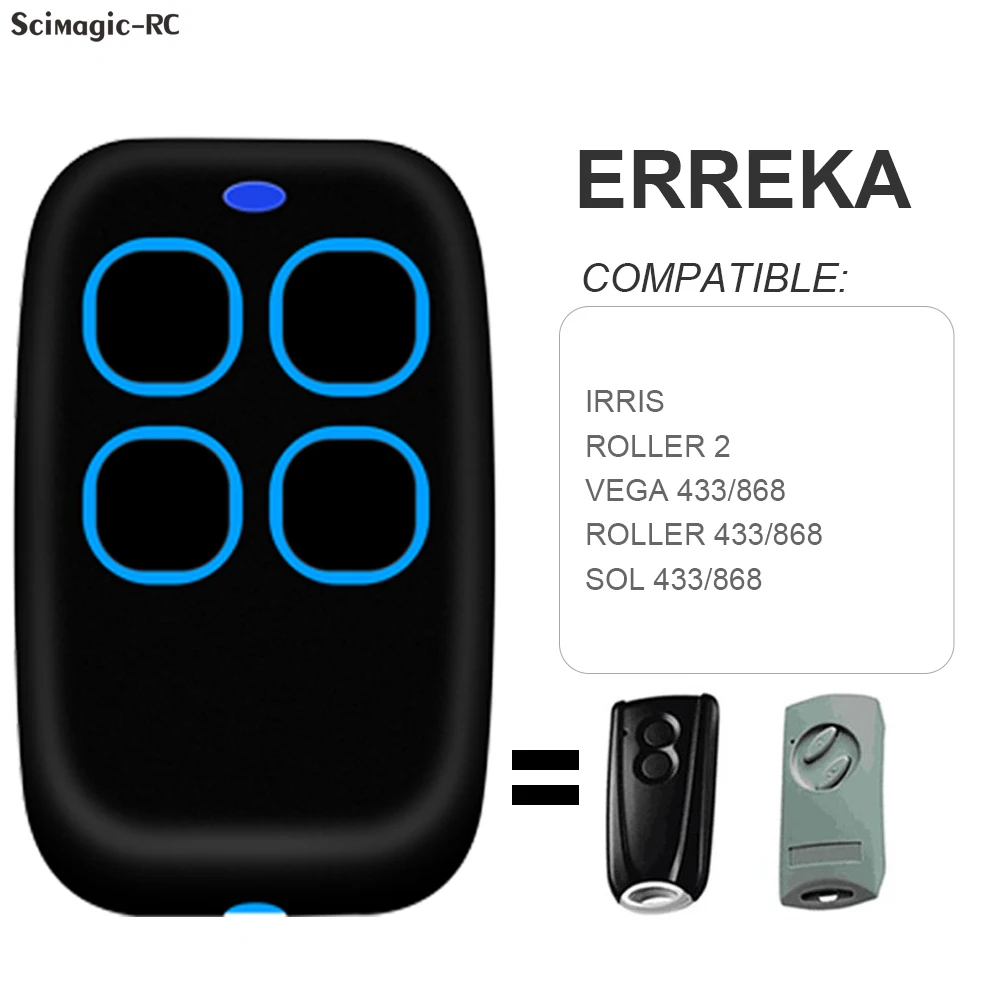 Mando a distancia para garaje, clon ERREKA IRIS LUNA2 LUNA3 RESON1 RESON2 VEGA ROLLER 100% MHz ...